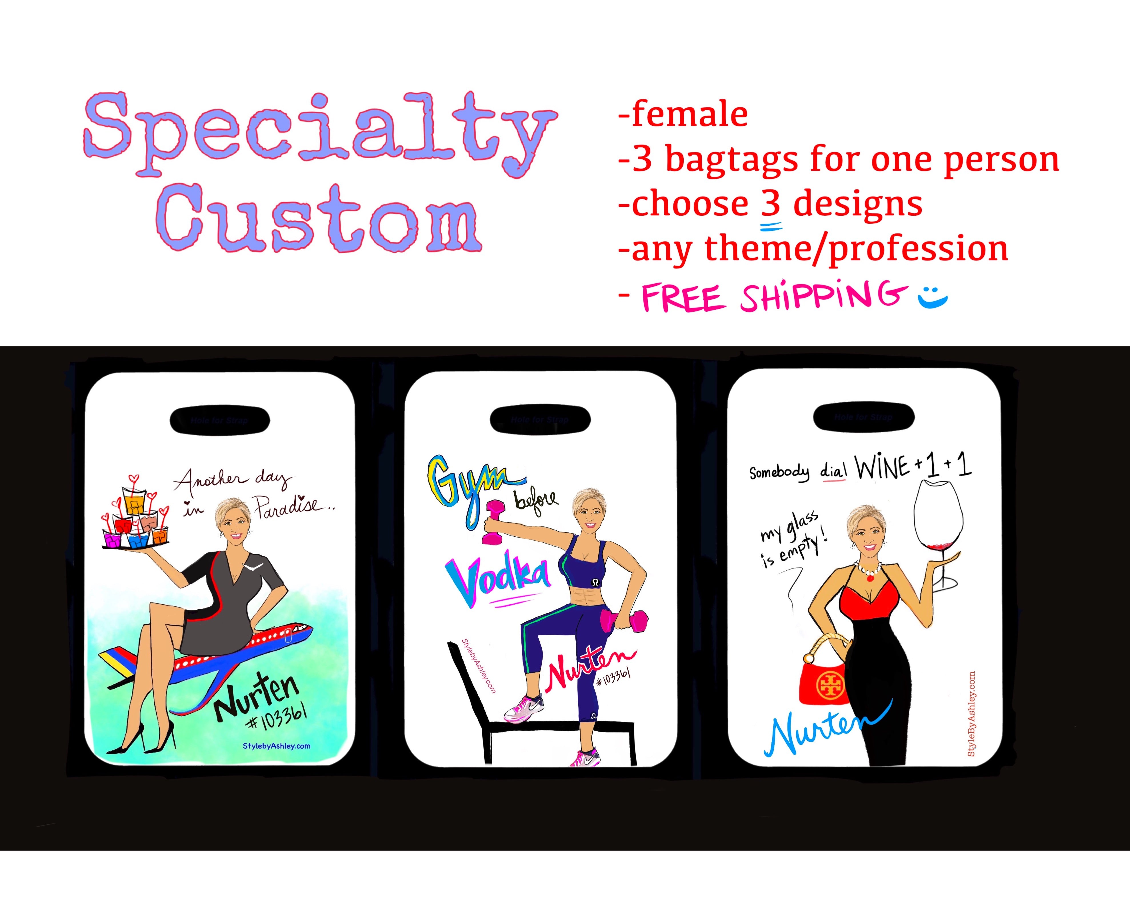 Specialty Custom- 3 Tags with 3 designs – AshleyWatsonGallery